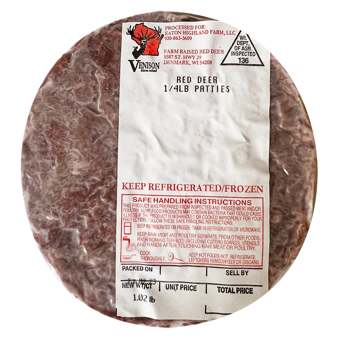 Red Deer Patties - Farm Raised – FarmFreshXpress - Local Food to Your ...